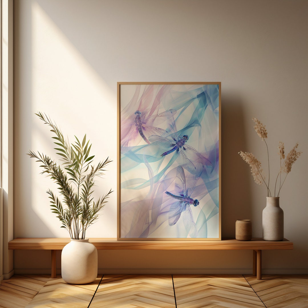Translucent Dragonflies Art Print | Ethereal Insect Digital Artwork ...