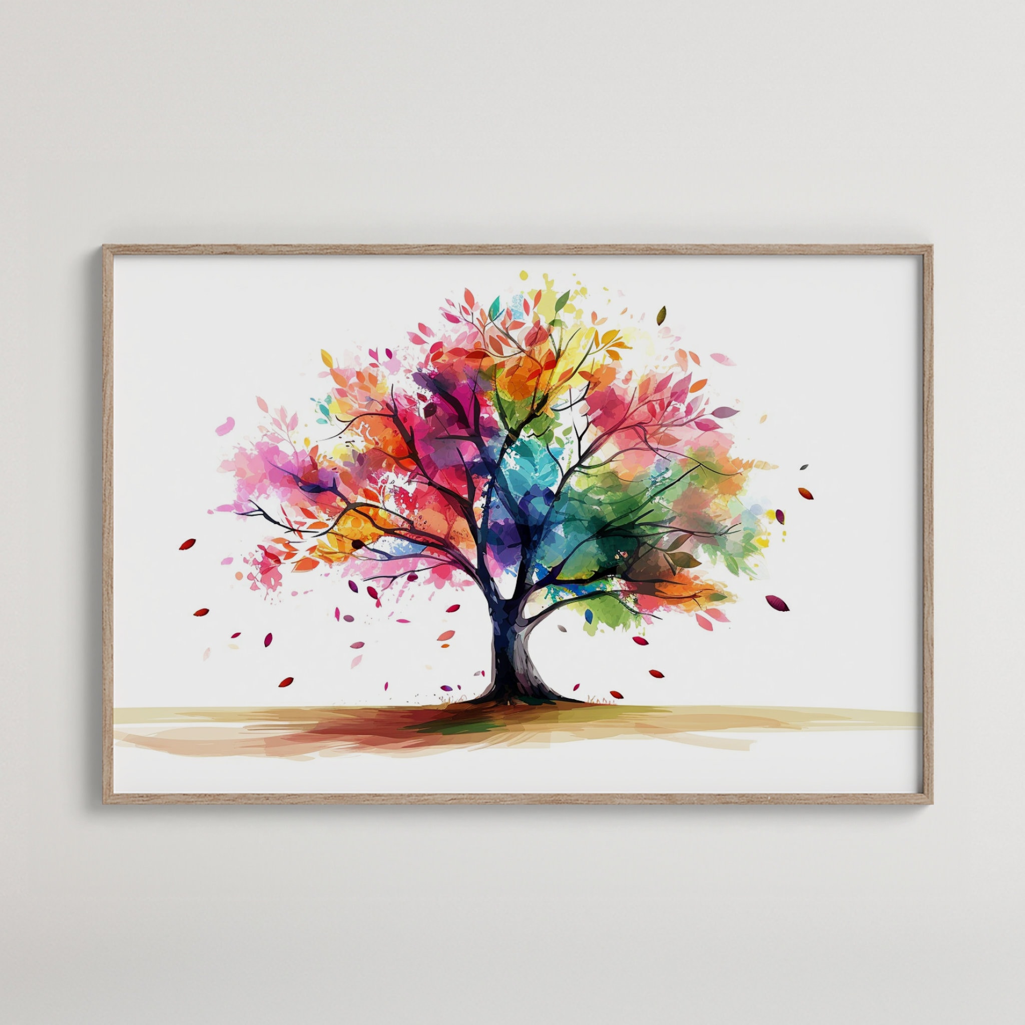 Colorful Watercolor Tree Art | Abstract Nature Print | Vibrant Seasonal ...