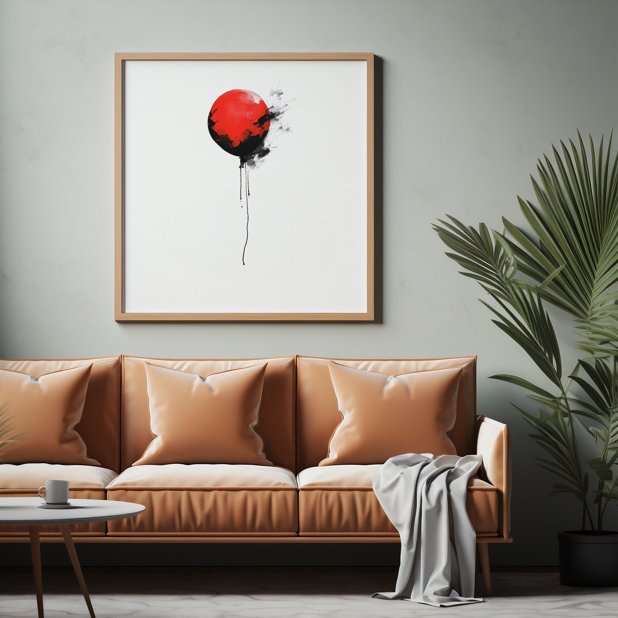 Red Balloon Abstract Art | Modern Expressionism Wall Decor | Minimalist ...