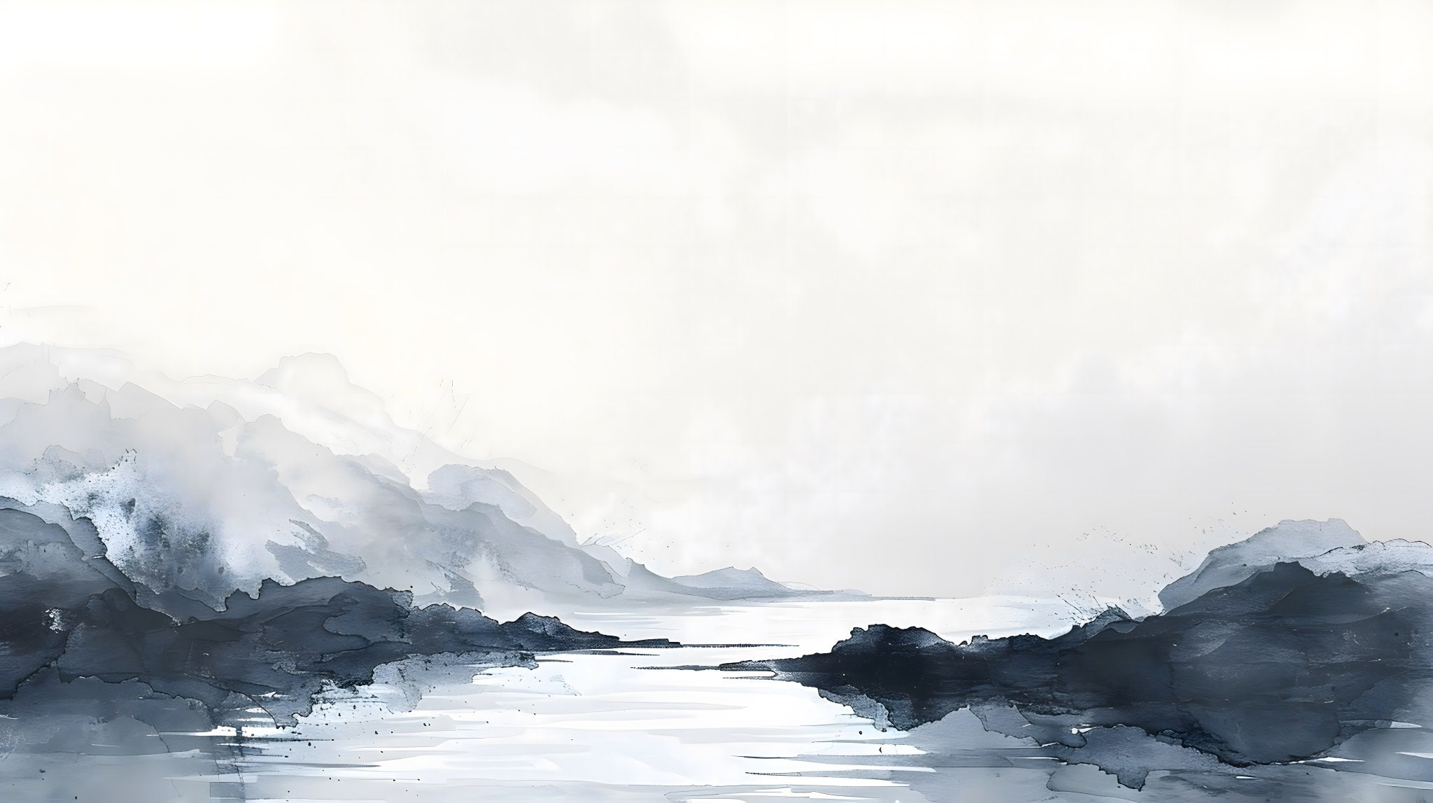 Monochromatic Landscape Art Print | Tranquil Hills and Mountains ...