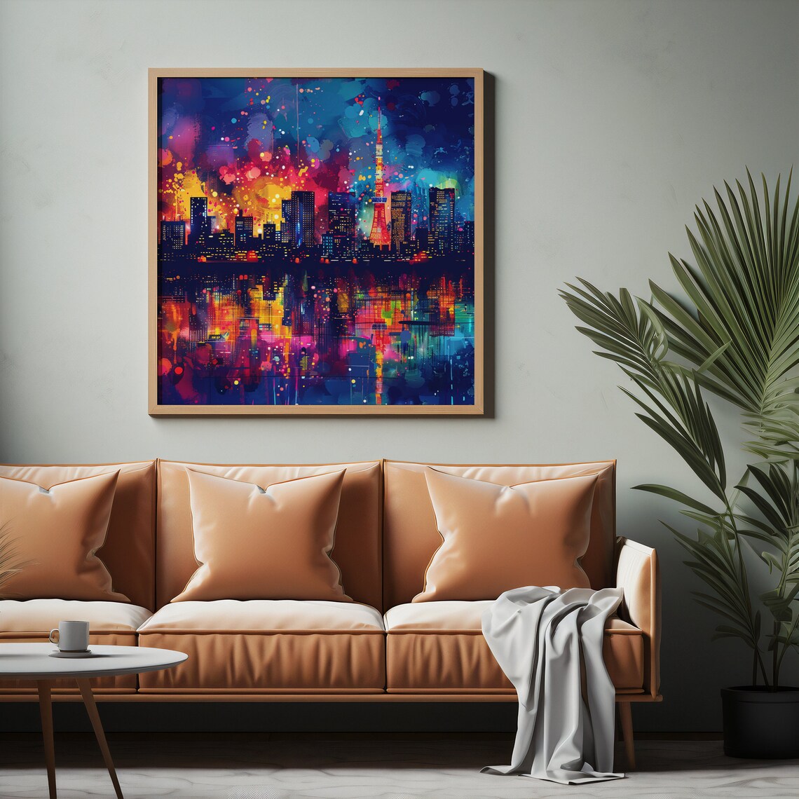 Tokyo Tower Abstract Art Print Psychedelic Cityscape at Night Colorful ...