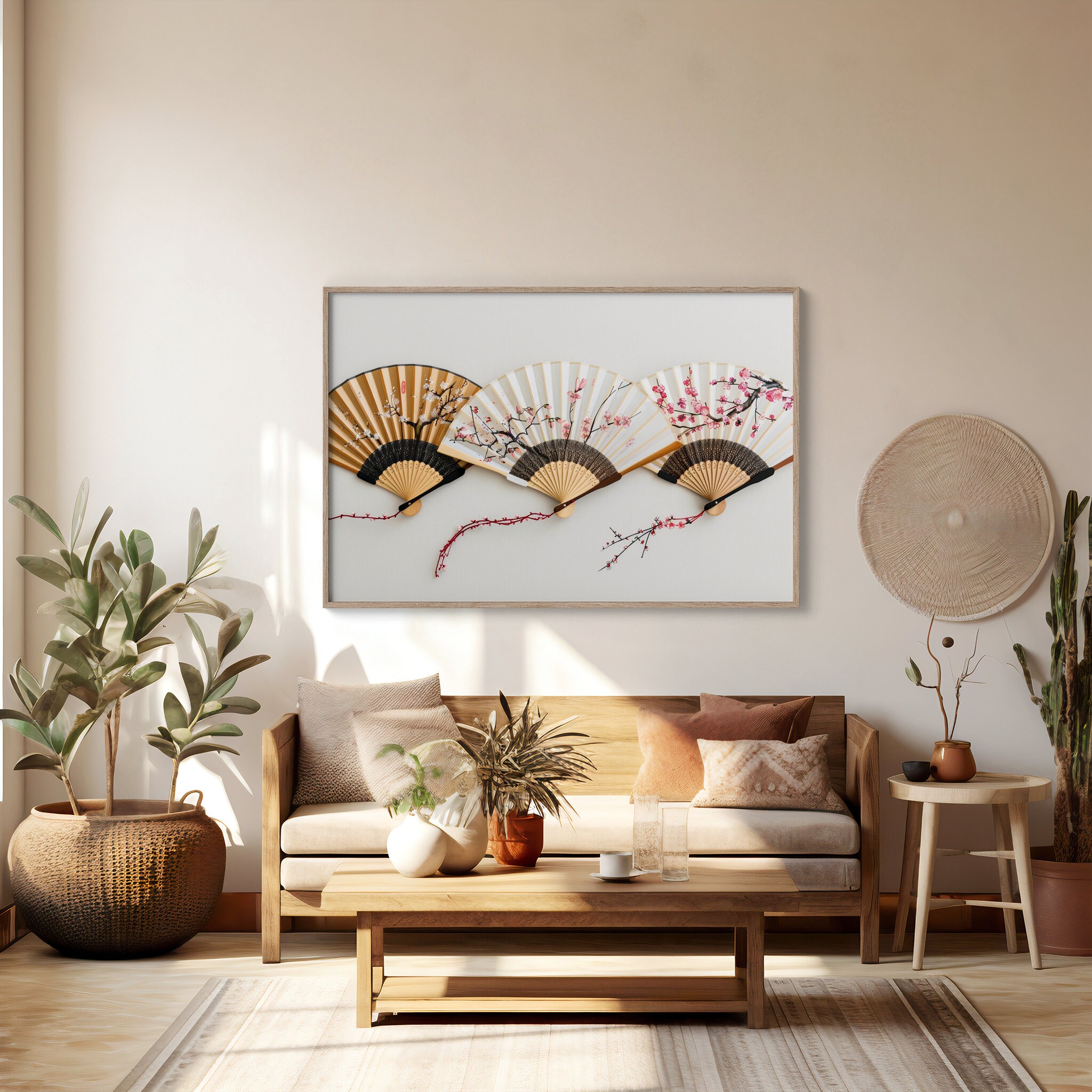 Cherry Blossom Fans Print | Asian-inspired Wall Art | Sakura Folding ...