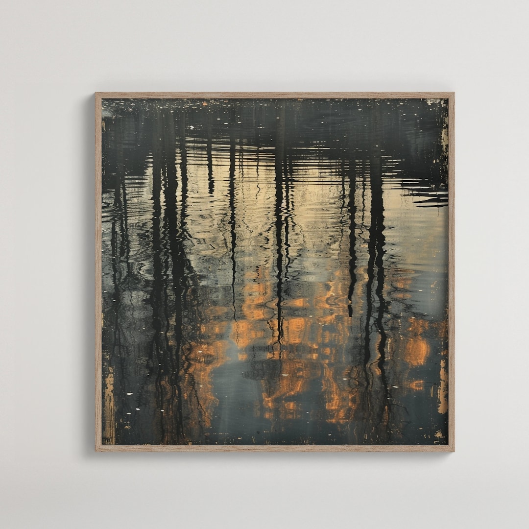 Abstract Water Reflection Art | Twilight Serenity | Warm Golden Hues ...