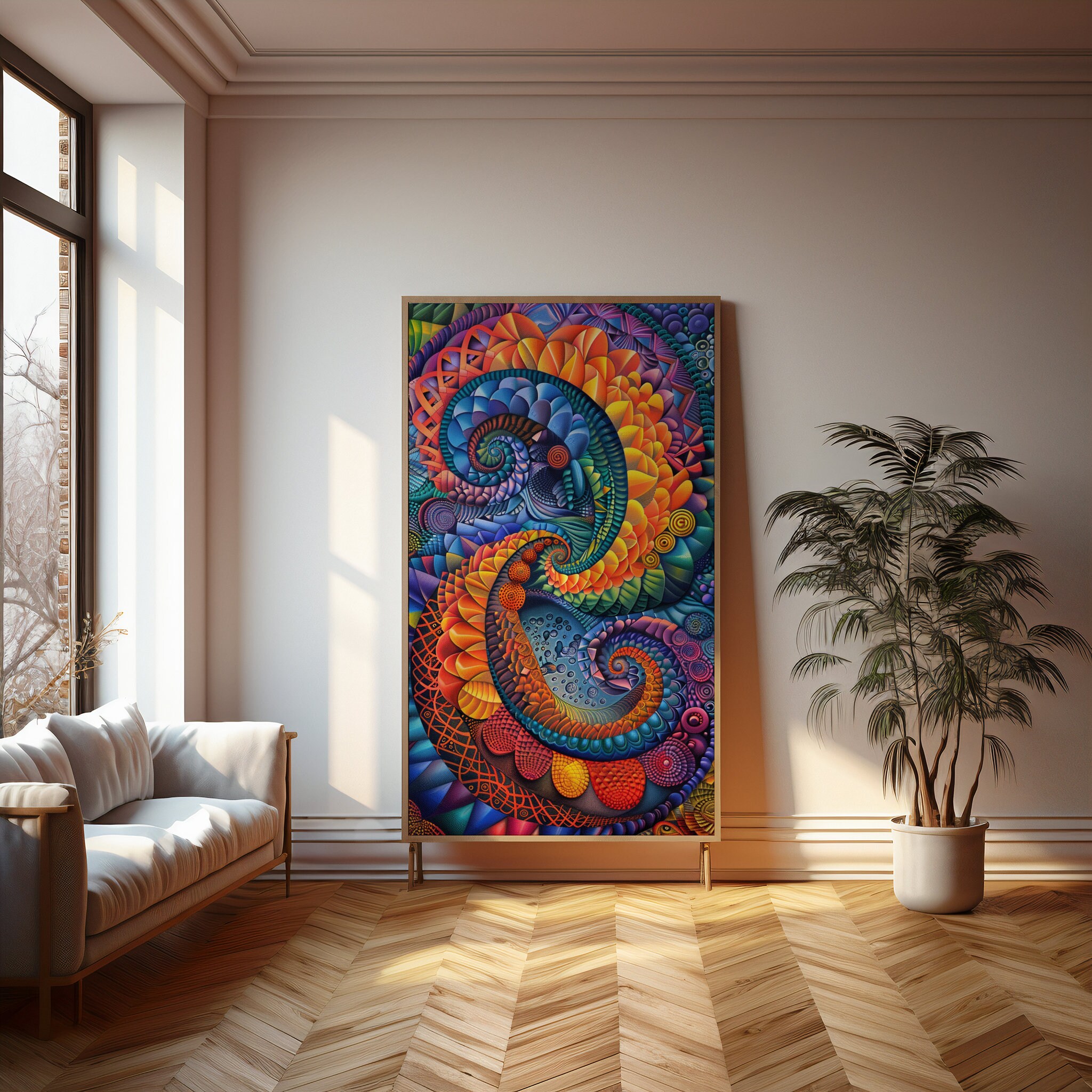 Abstract Psychedelic Digital Art Vibrant Shapes and Patterns Warm to ...