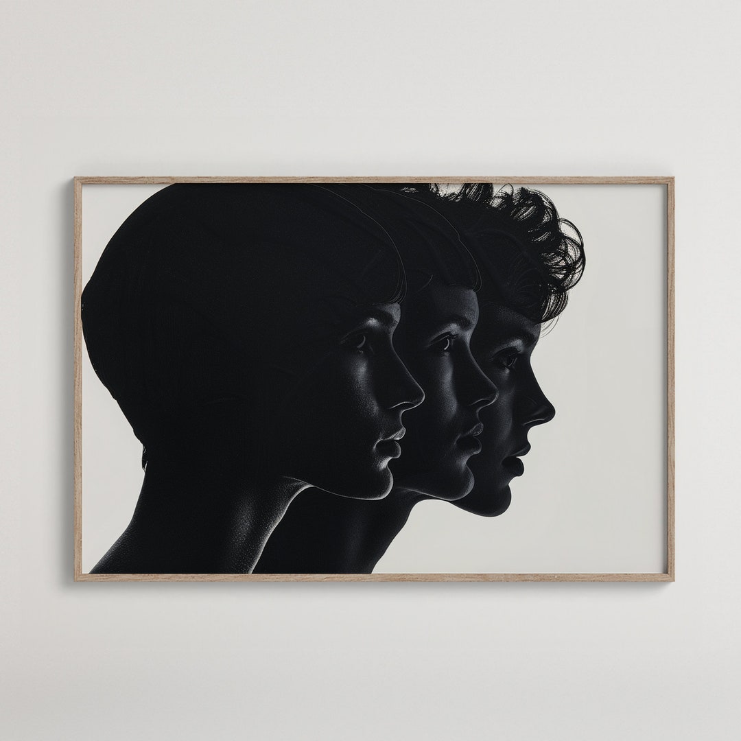 Silhouette Series Digital Print Grayscale Art Detailed Shadow Profiles ...