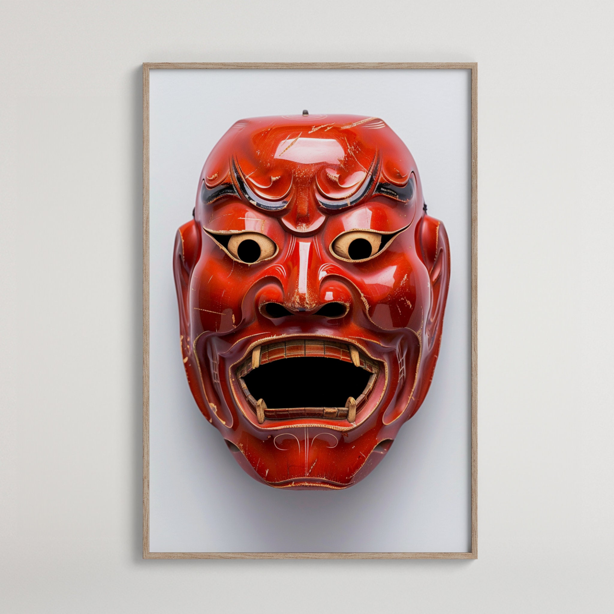 Japanese Mask Digital Art Print | Traditional Noh and Kabuki Drama ...