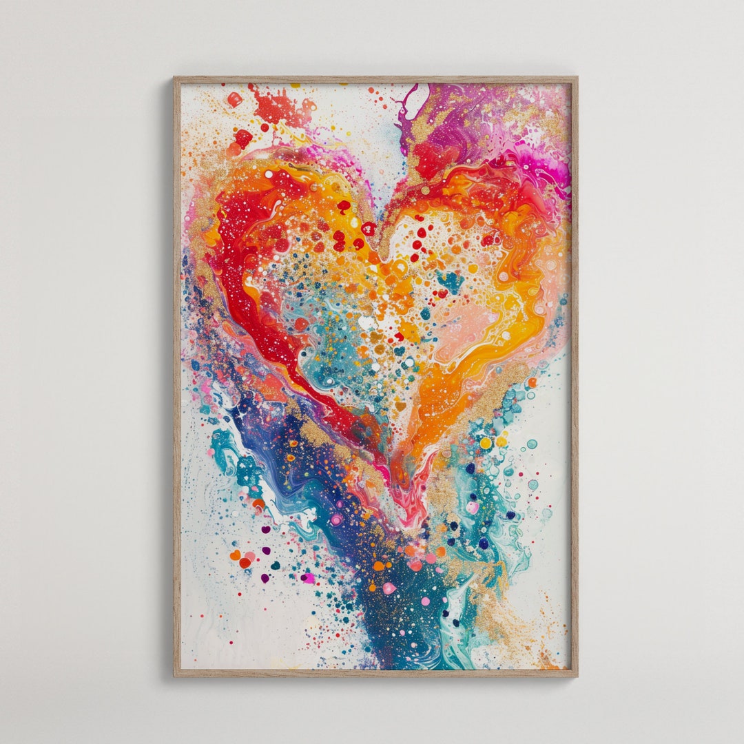 Vibrant Love Heart Art | Abstract Romance Painting | Colorful Valentine ...