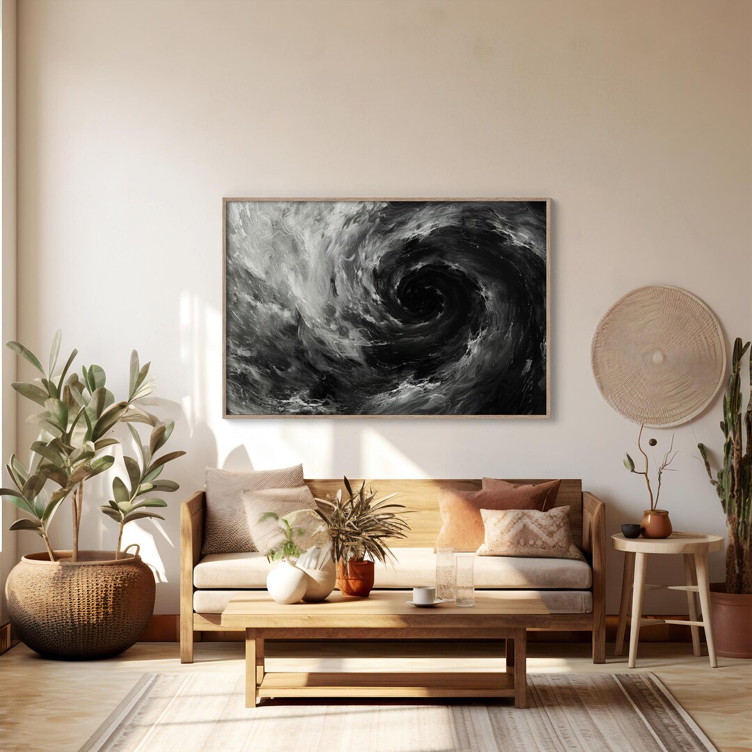 Abstract Landscape Digital Art Mysterious Storm Vortex Expressive Brush ...