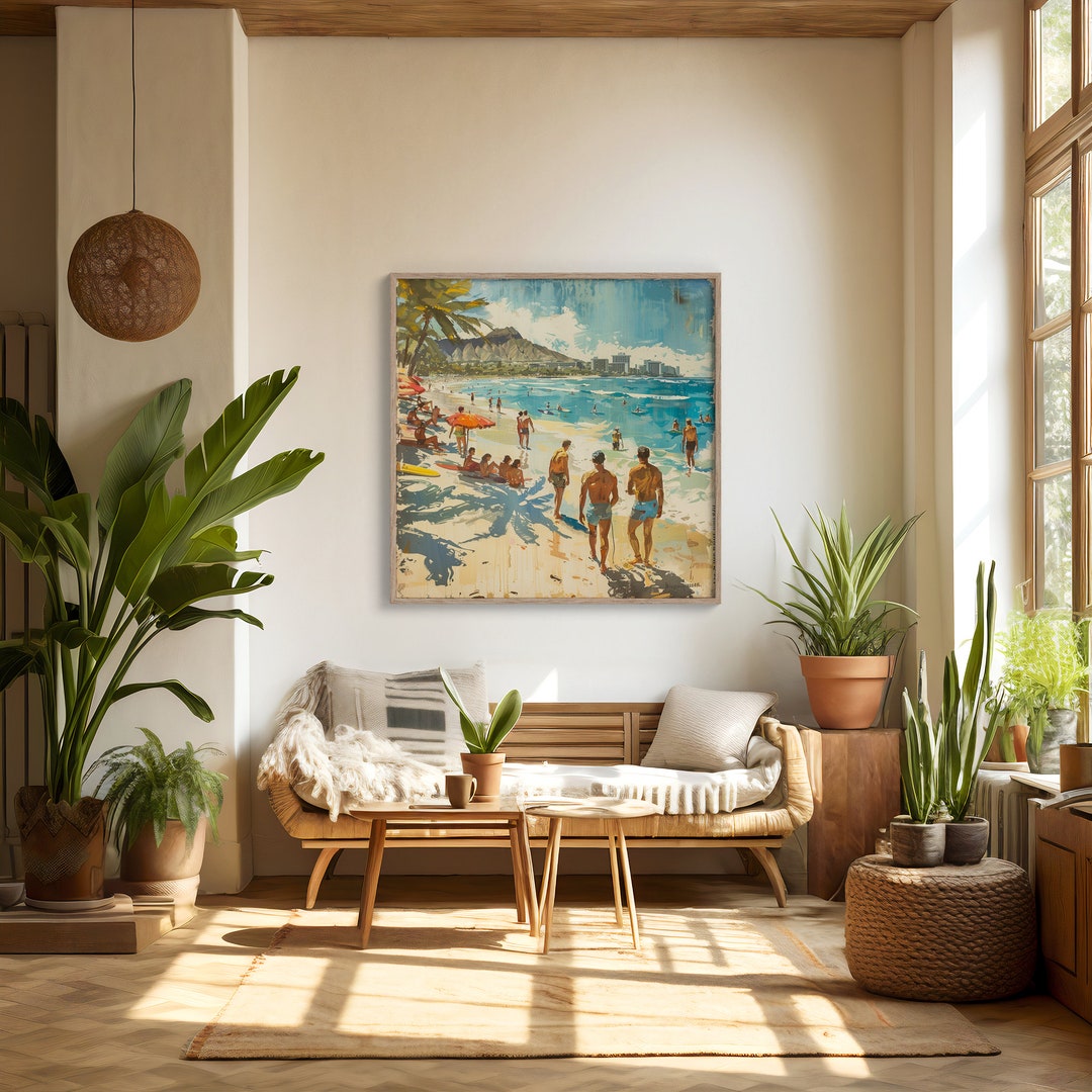 Tropical Beach Scene Digital Print | Vibrant Seaside Artwork ...