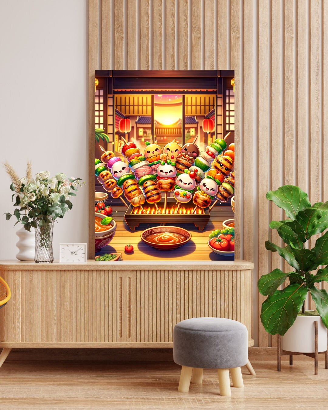 Kawaii Japanese Food Art Anime Street Food Scene Cute Digital Wallpaper ...