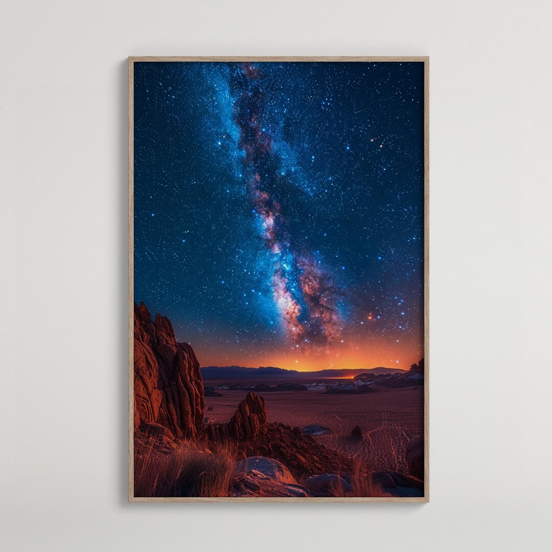 Milky Way Nightscape Art Starry Sky Digital Print Rugged Landscape ...
