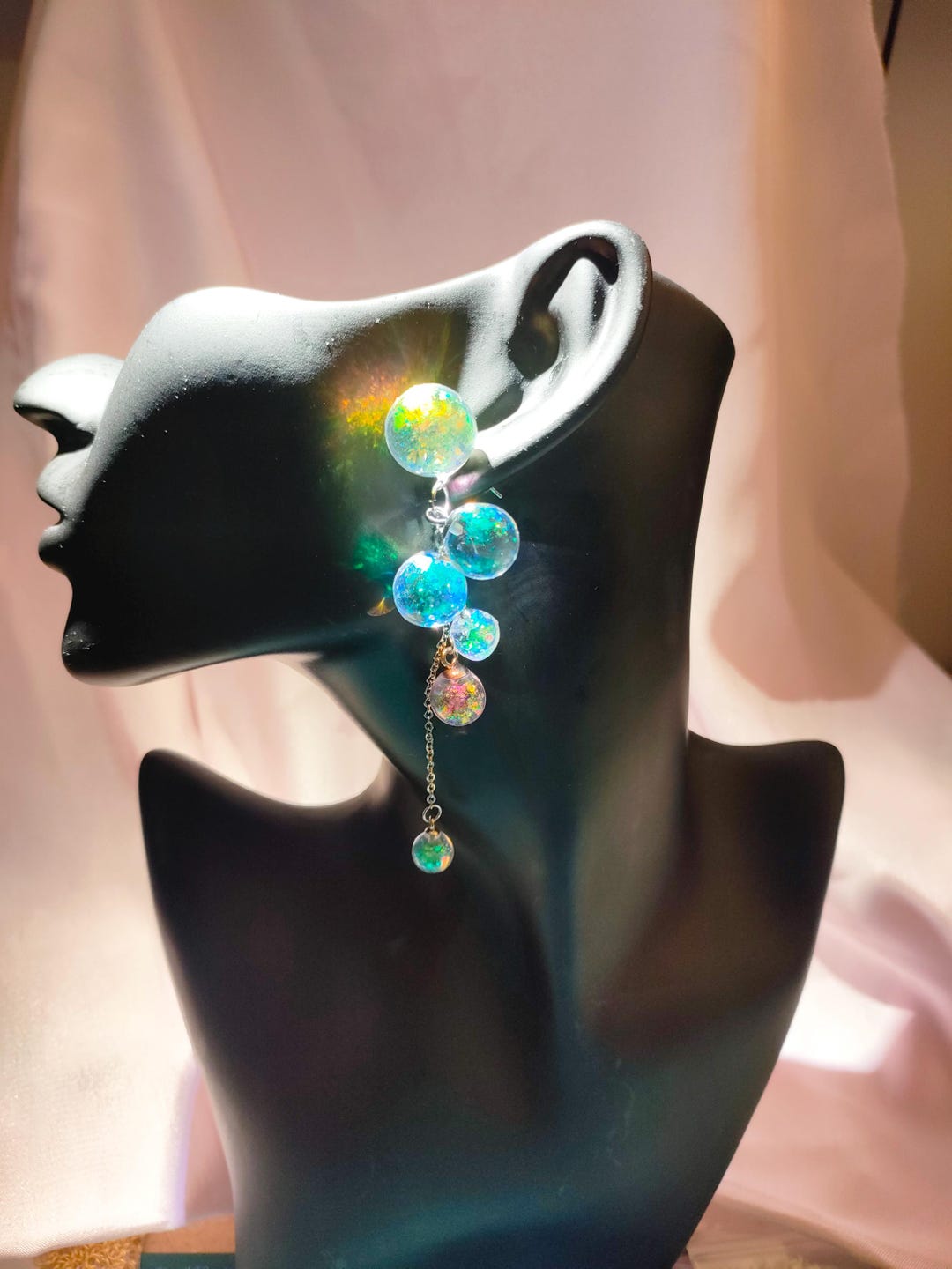 Plexy Glam Long Bubble Cluster Stud Earrings in Stainless Steel and ...