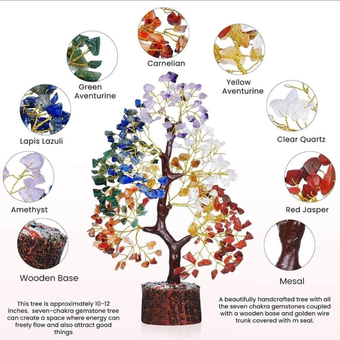7 Chakra Crystal Tree Handmade 300 Beads Tree of Life,gemstone Tree ...