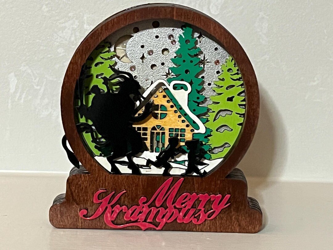 Merry Krampus Multi Layer 3D Laser Cut and Engraved Shelf Ornament Art ...