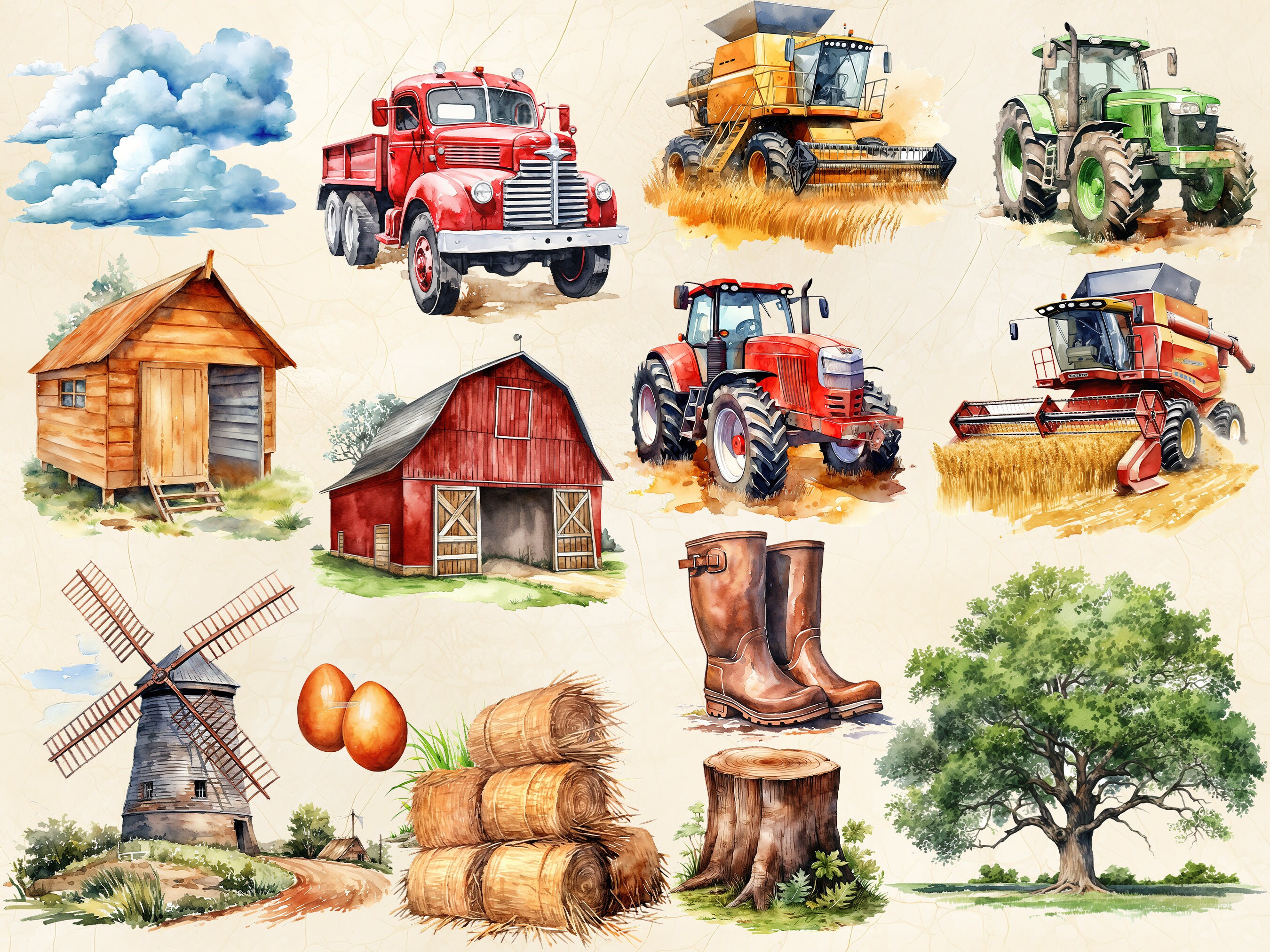 Watercolor Farm Animals Clipart Bundle, Baby Animals Clipart, Farm ...