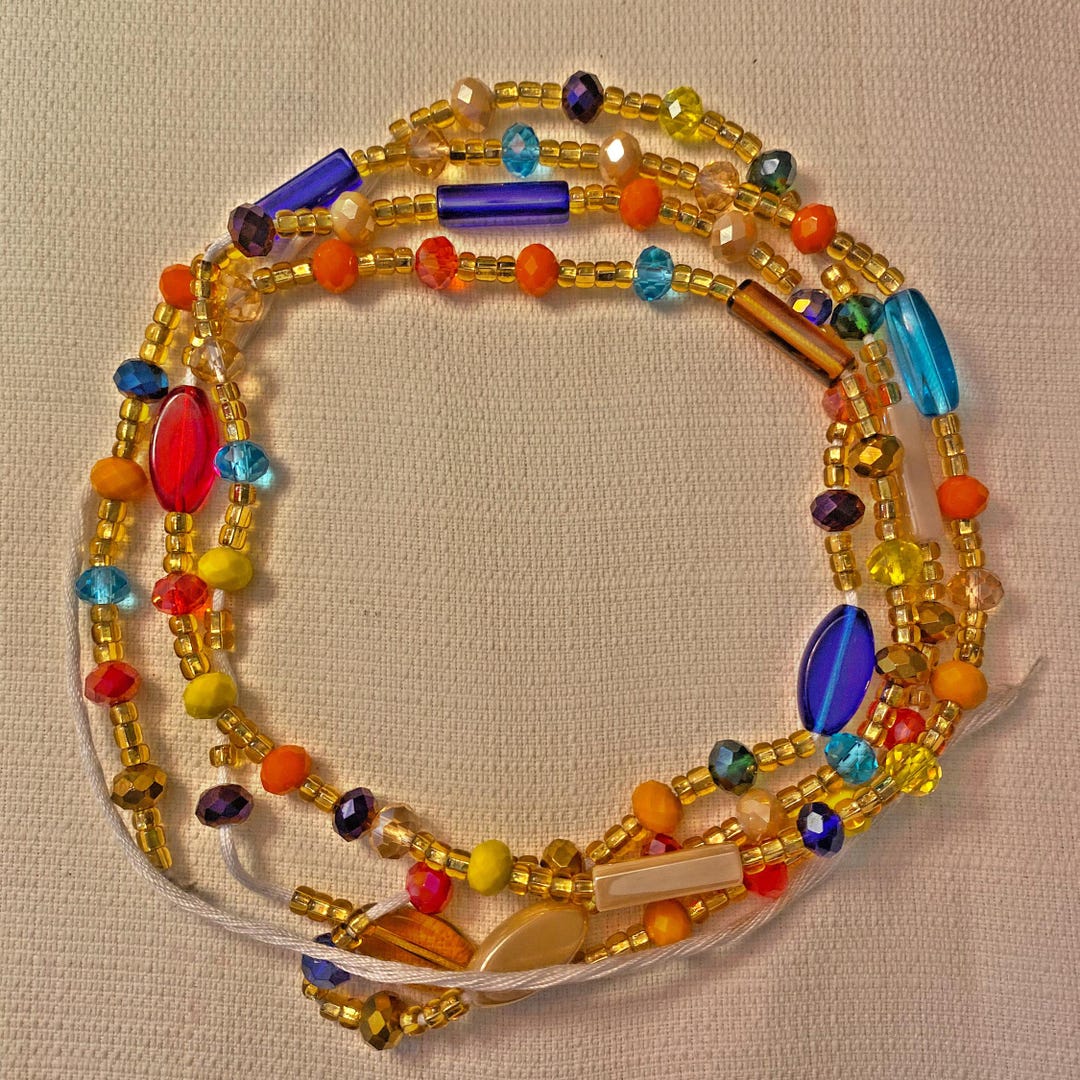 Colorful African Waist Beads: Ghanaian Body Jewelry (50in) - Etsy