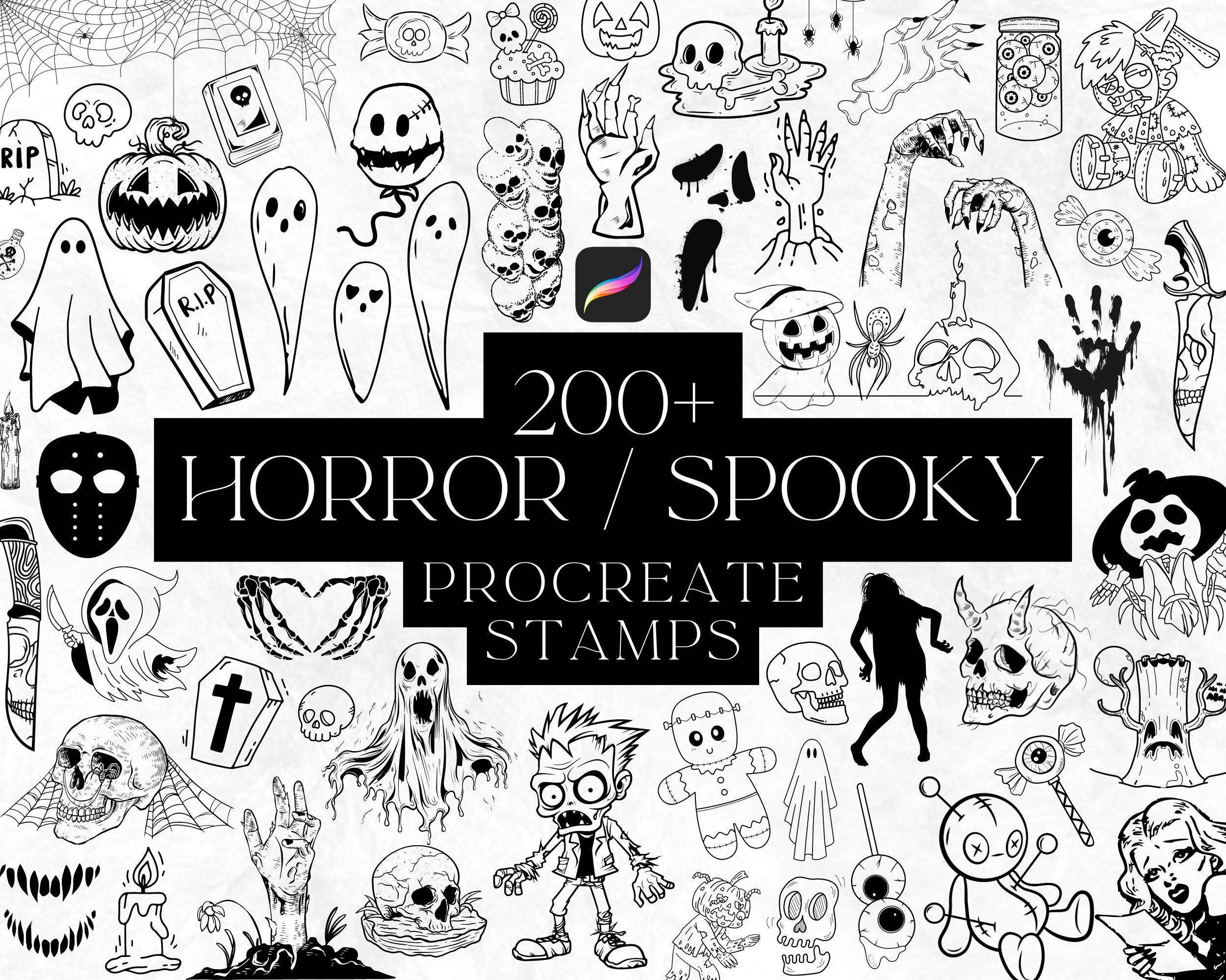 200 Halloween Procreate Stamps, Procreate Brush Set, Horror Bundle ...