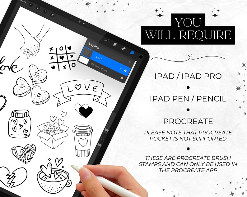 Couple Tattoos Procreate Stamps, Procreate Brush Set, Valentines, Love ...