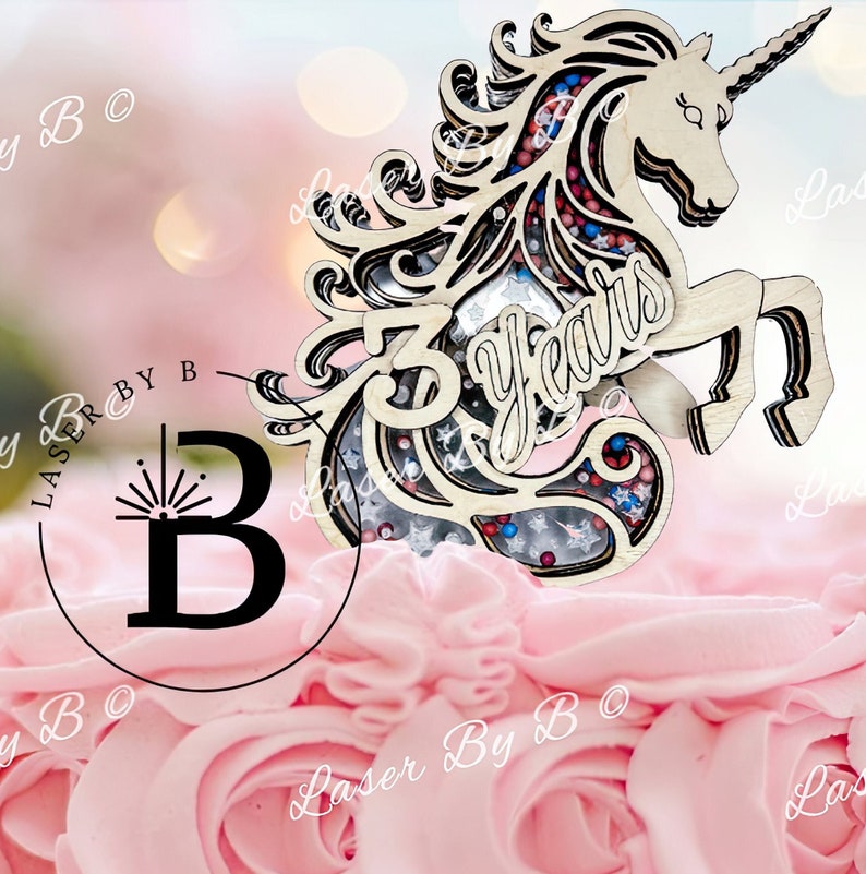 Unicorn Shaker Cake Topper Laser File | Magical, Customizable Party ...