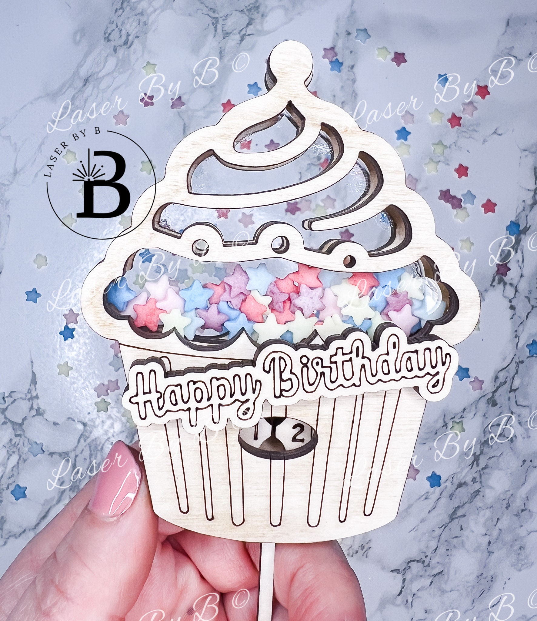 Cupcake Shaker Cake Topper Laser File | Adjustable Age | Reusable ...