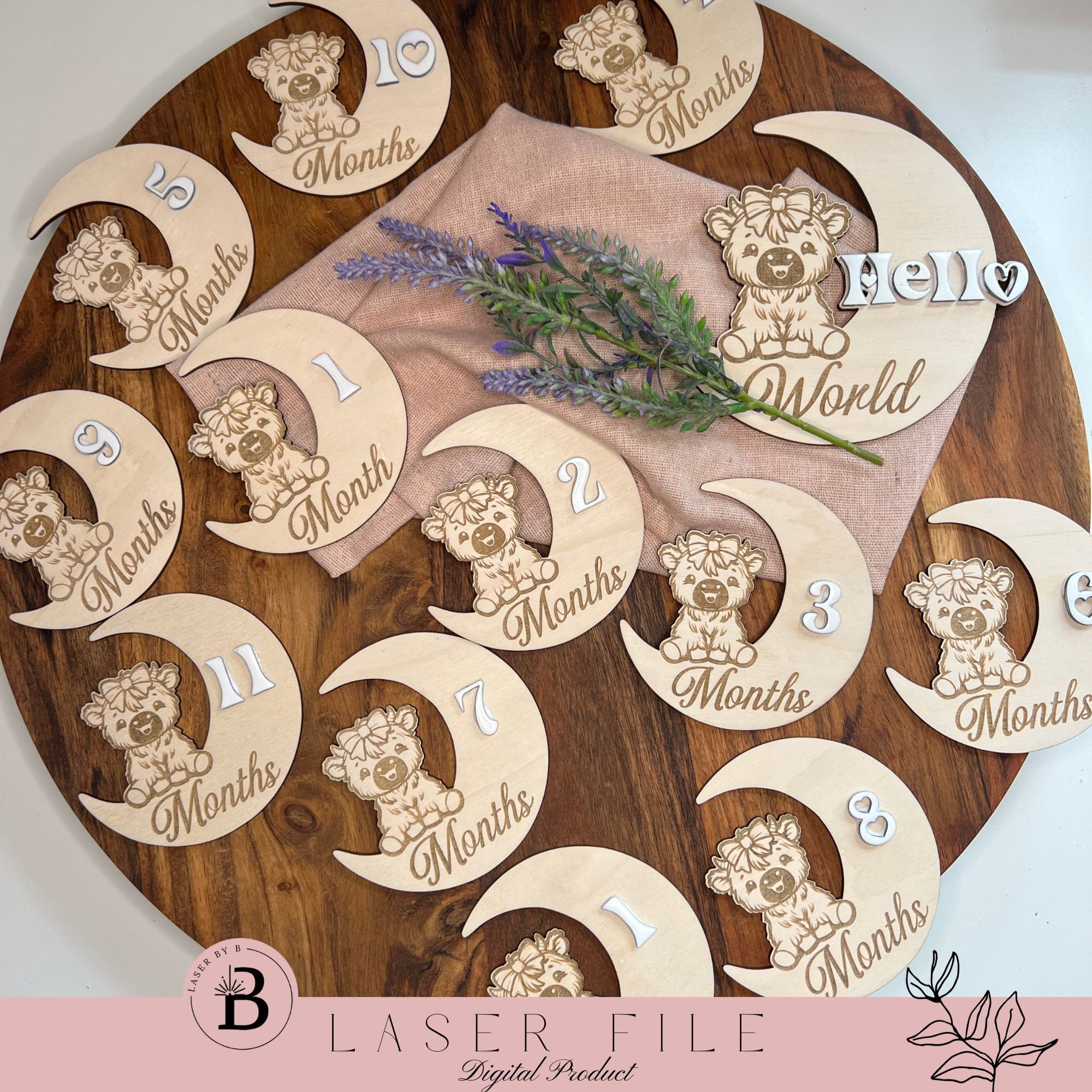Adorable Moon Highland Baby Girl NFC Milestone Tags – Forever Keepsakes ...