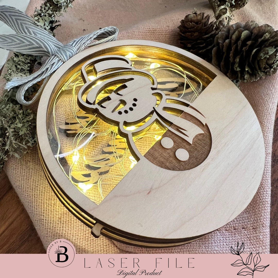 Snowman Fairy Light Ornament | Laser Cut File for DIY Christmas ...