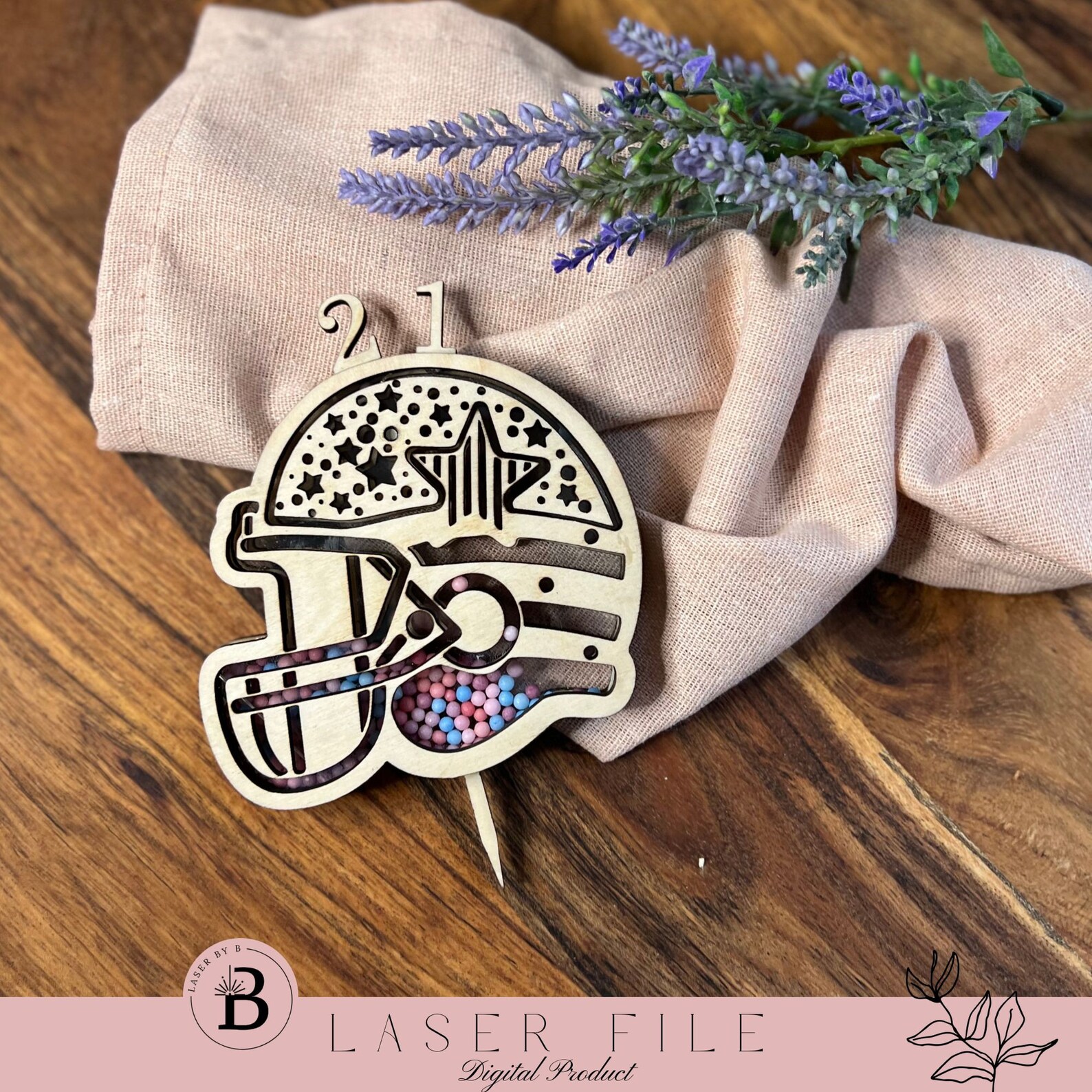 Touchdown! Football Helmet Shaker Cake Topper | Custom Age & Text ...