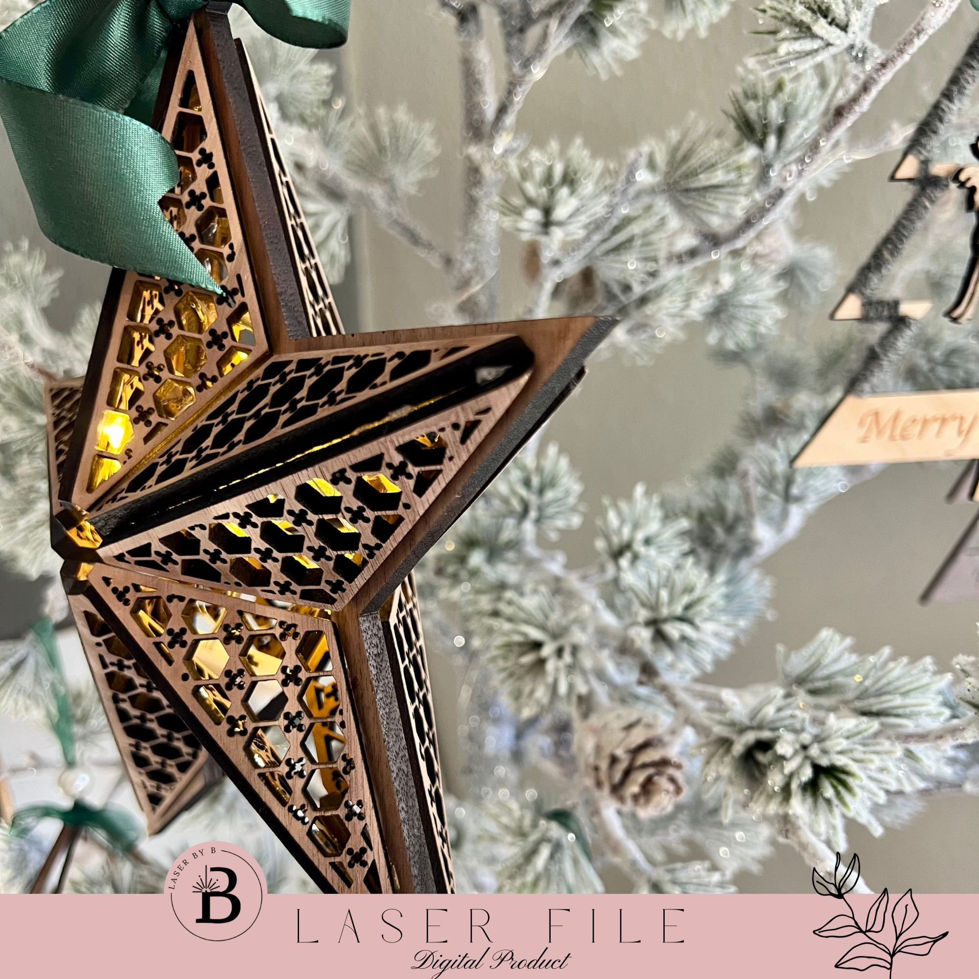 Customizable Christmas Rattan Star Laser Cut File Glowforge Compatible ...