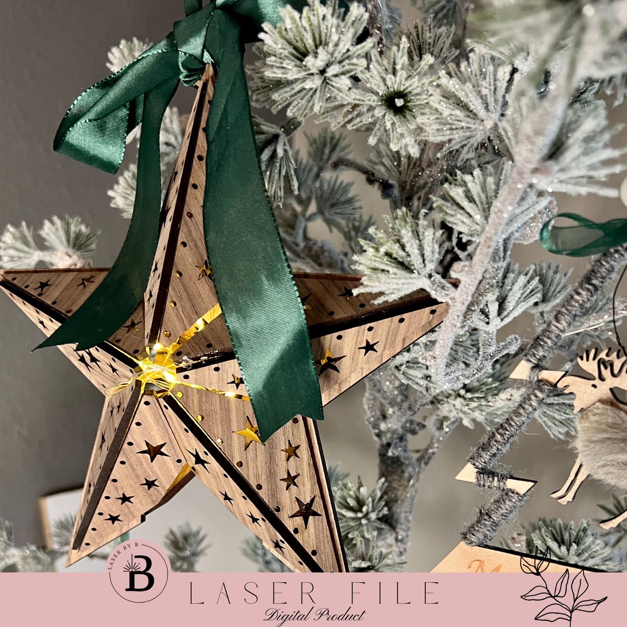 Christmas Wooden Star Laser Cut File | DIY Rustic Holiday Window Decor ...