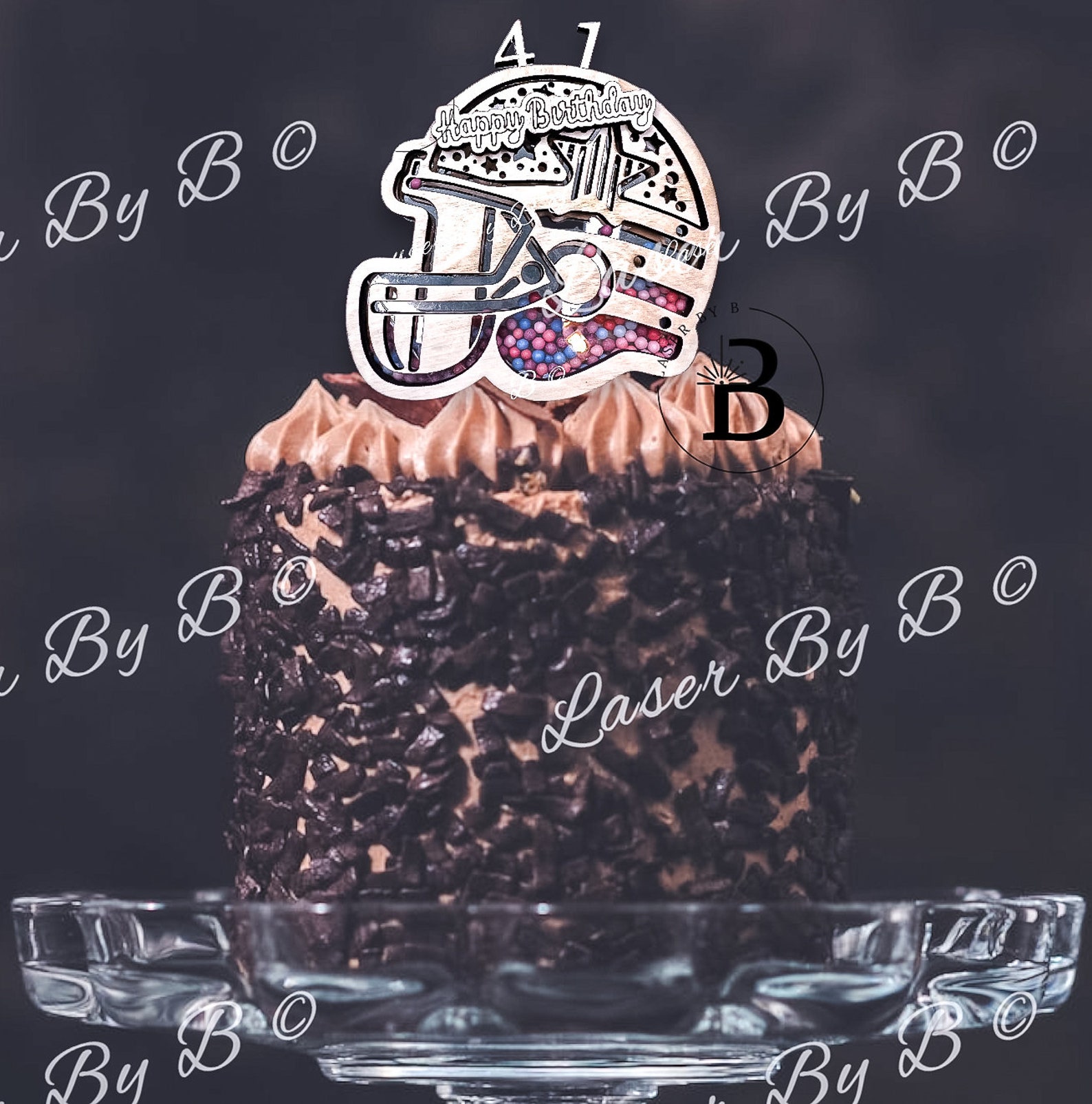 Touchdown! Football Helmet Shaker Cake Topper | Custom Age & Text ...