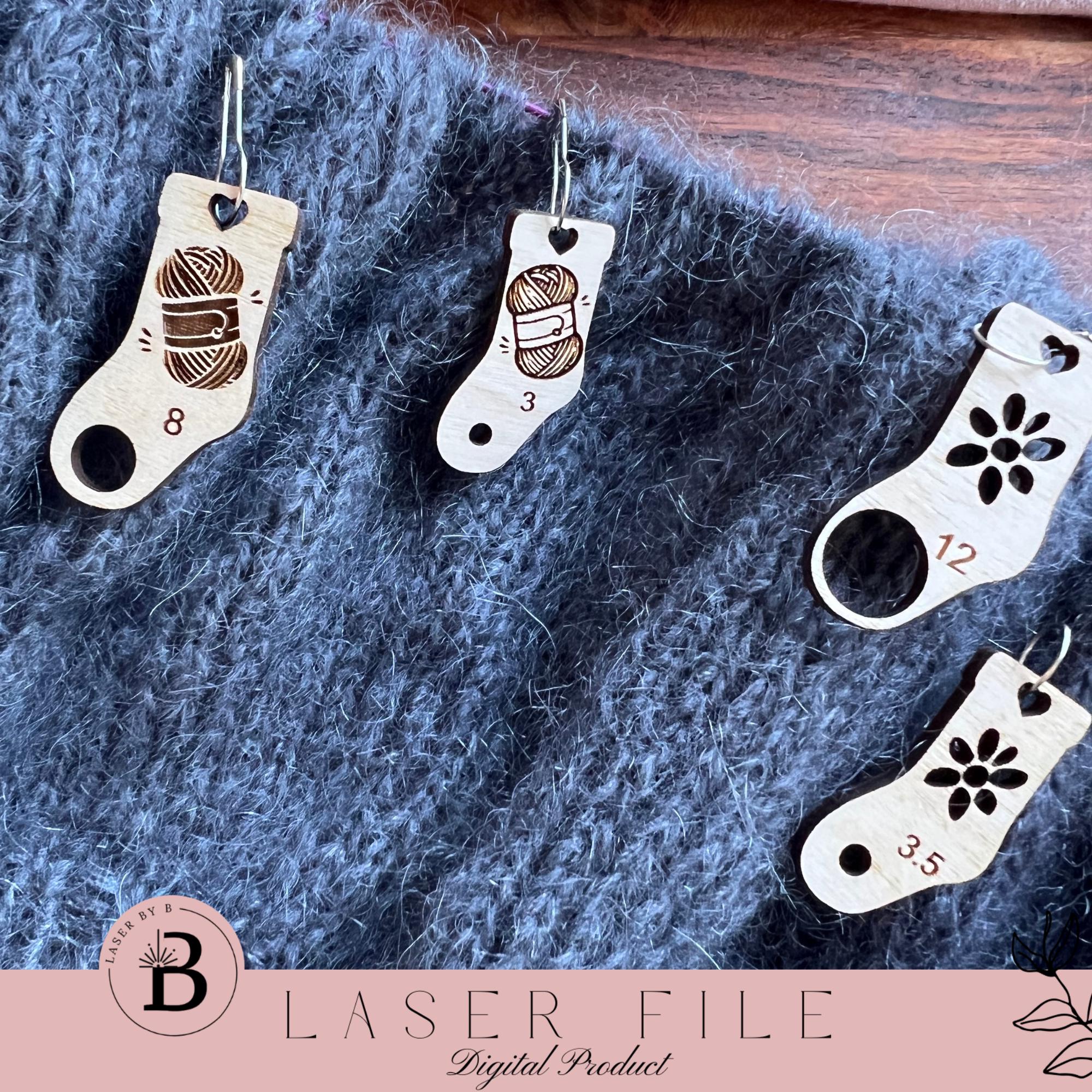 Knitting Stitch Marker Bundle – 8 Sock Laser Cut Files (digital ...