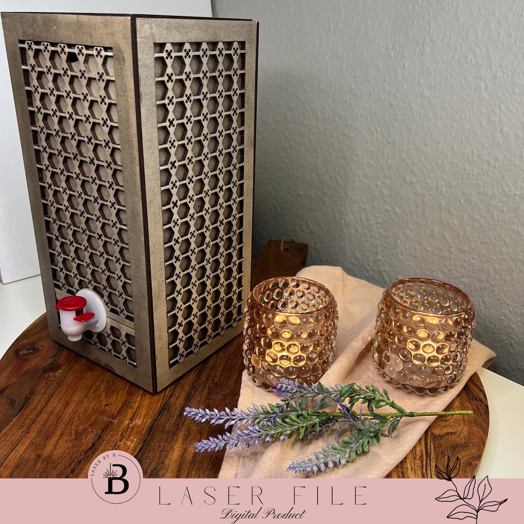 Rattan Pattern Wine Box Laser File | Fits 3L Wine Bag | Stylish ...