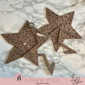 Christmas Wooden Star Laser Cut File | DIY Rustic Holiday Window Decor ...