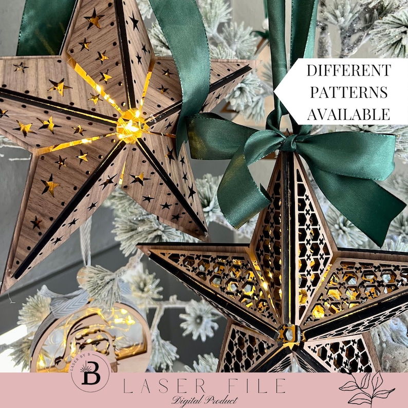 Christmas Rattan Star | Laser Cut File | Glowforge Compatible | 8.5 ...