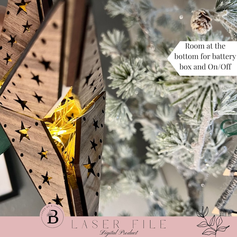 Christmas Wooden Star Laser Cut File | DIY Rustic Holiday Window Decor ...