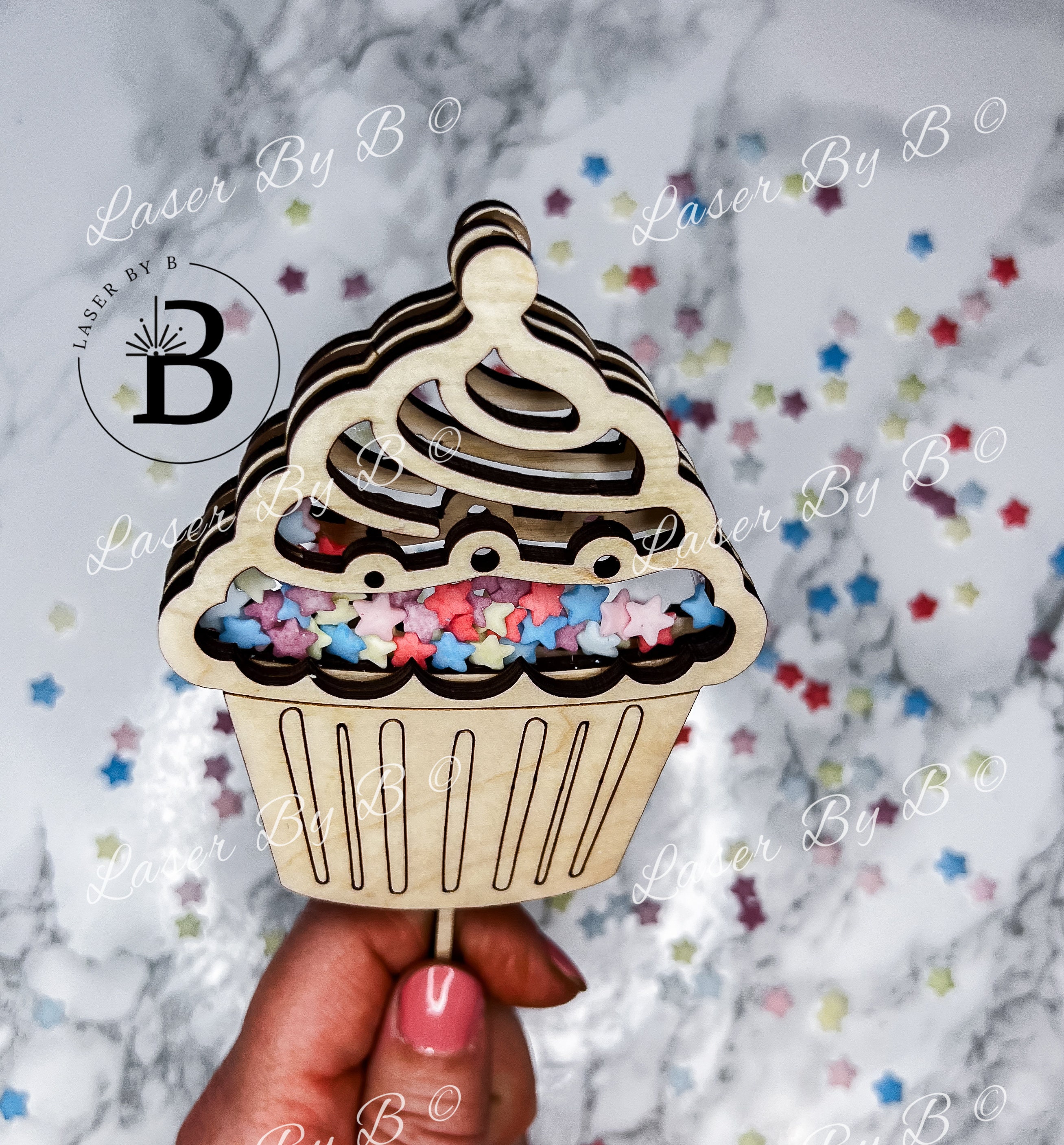Cupcake Shaker Cake Topper Laser File | Adjustable Age | Reusable ...