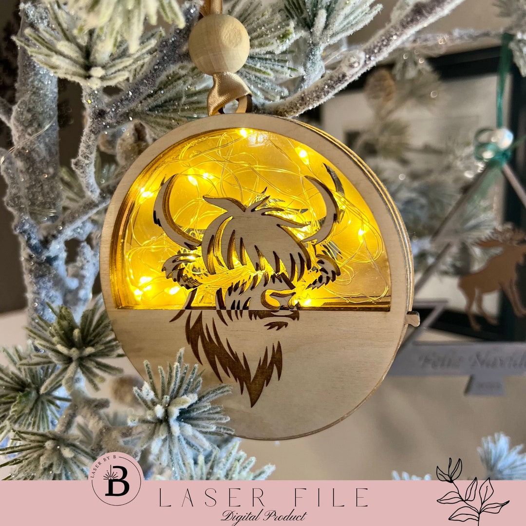 Highland Cow Fairy Light Ornament | F1 Jig Compatible Laser Cut File ...