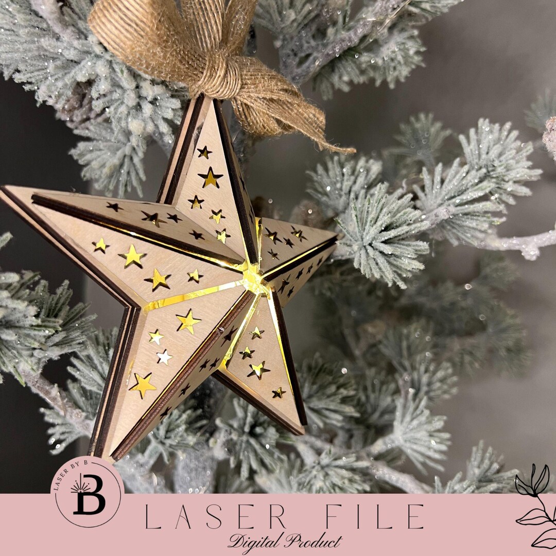 Fairy Light Star Ornament Laser Cut File – 5.7 Inch DIY Decor (digital ...