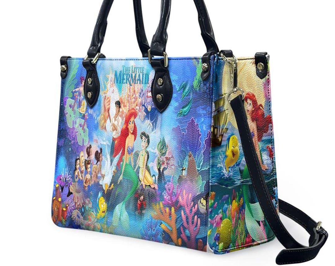 The Little Mermaid Cartoon Leather Women Handbag, Mermaid Leather Bag ...