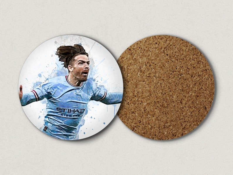 Jack Grealish Coaster Football Art Round Wooden Drinks Coaster With ...