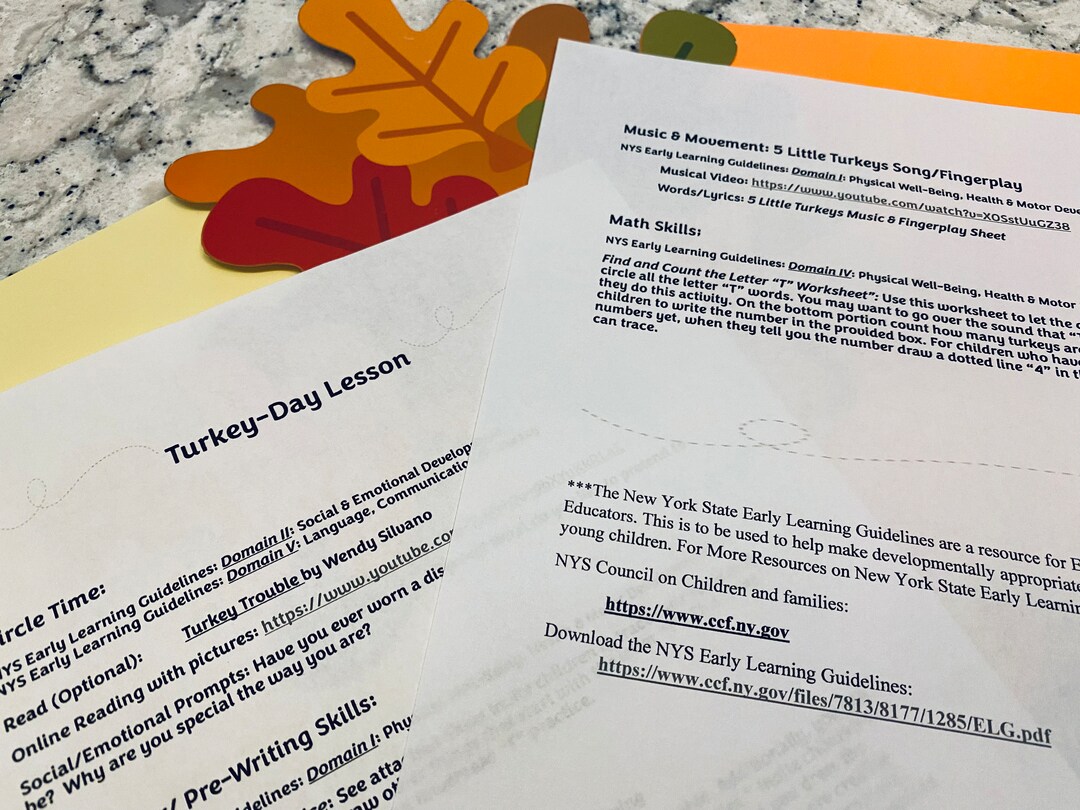 Turkey Day Lesson Plan & Worksheets - Etsy