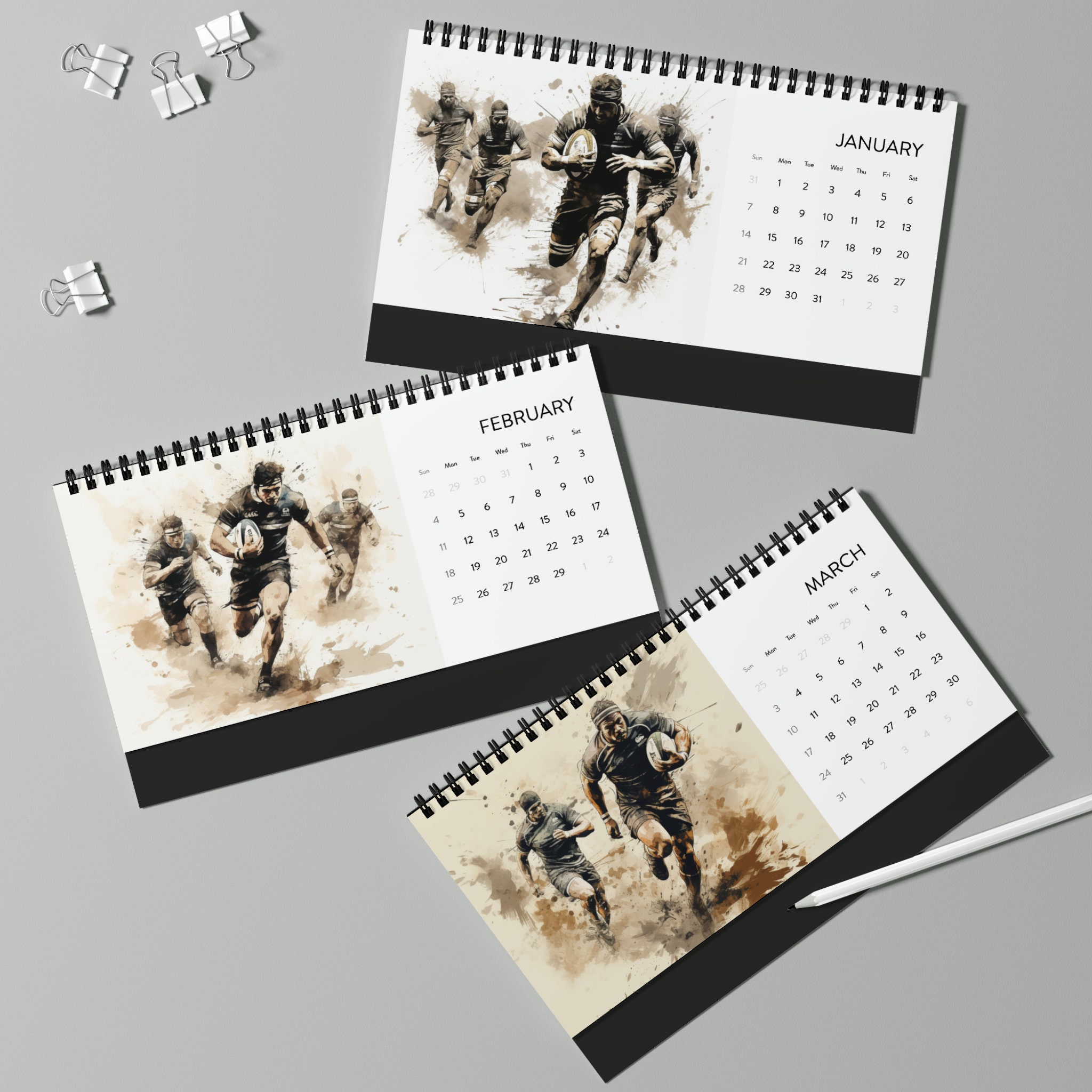 Mens Rugby Calendar 2024 Sports Fitness Calendar sold by Appraiser ...