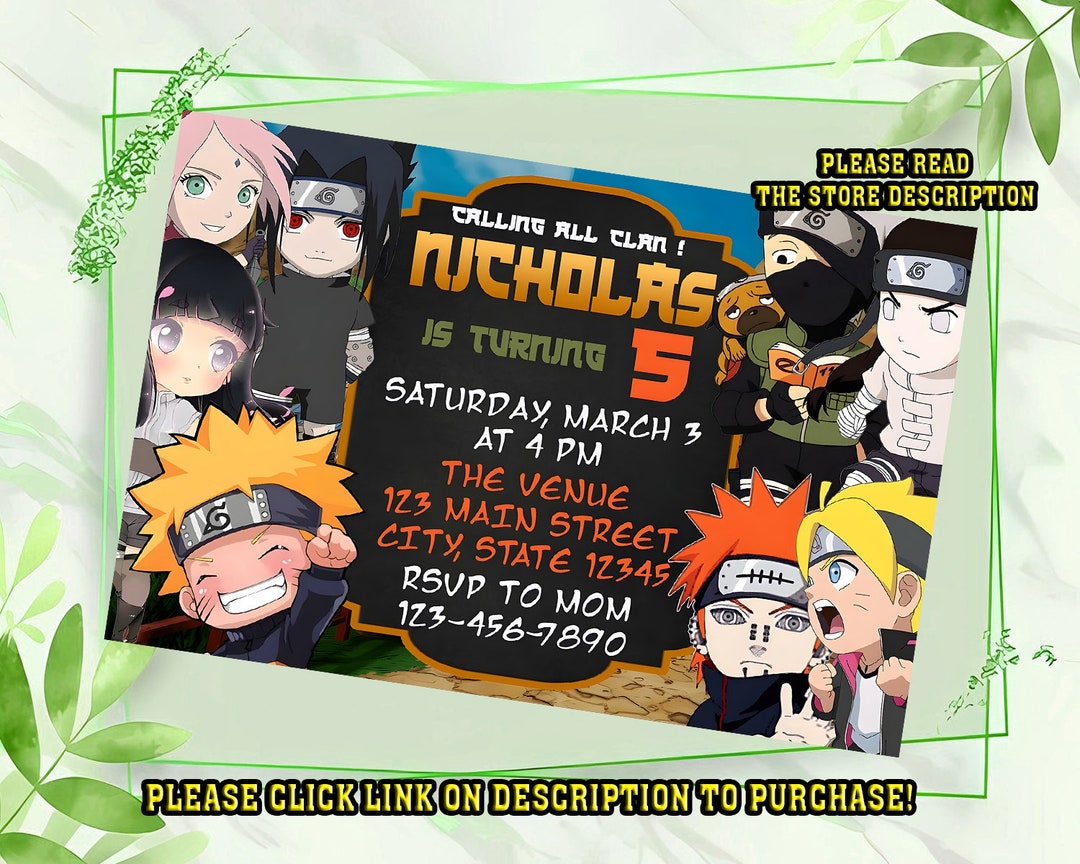 Personalize Naruto Birthday Invitation, Naruto Invitation, Digital ...