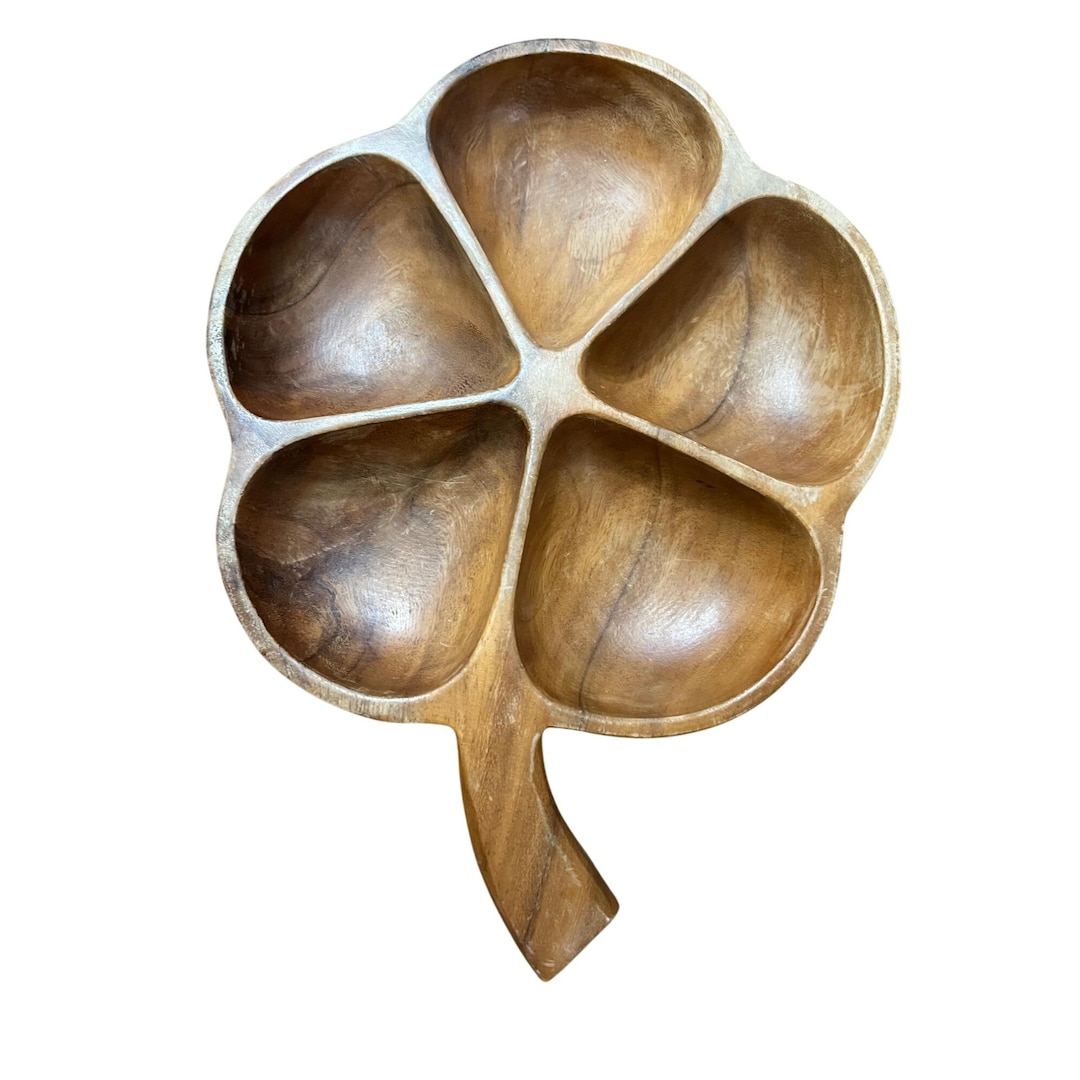 Monkey Pod Wood Clover Dish - Etsy