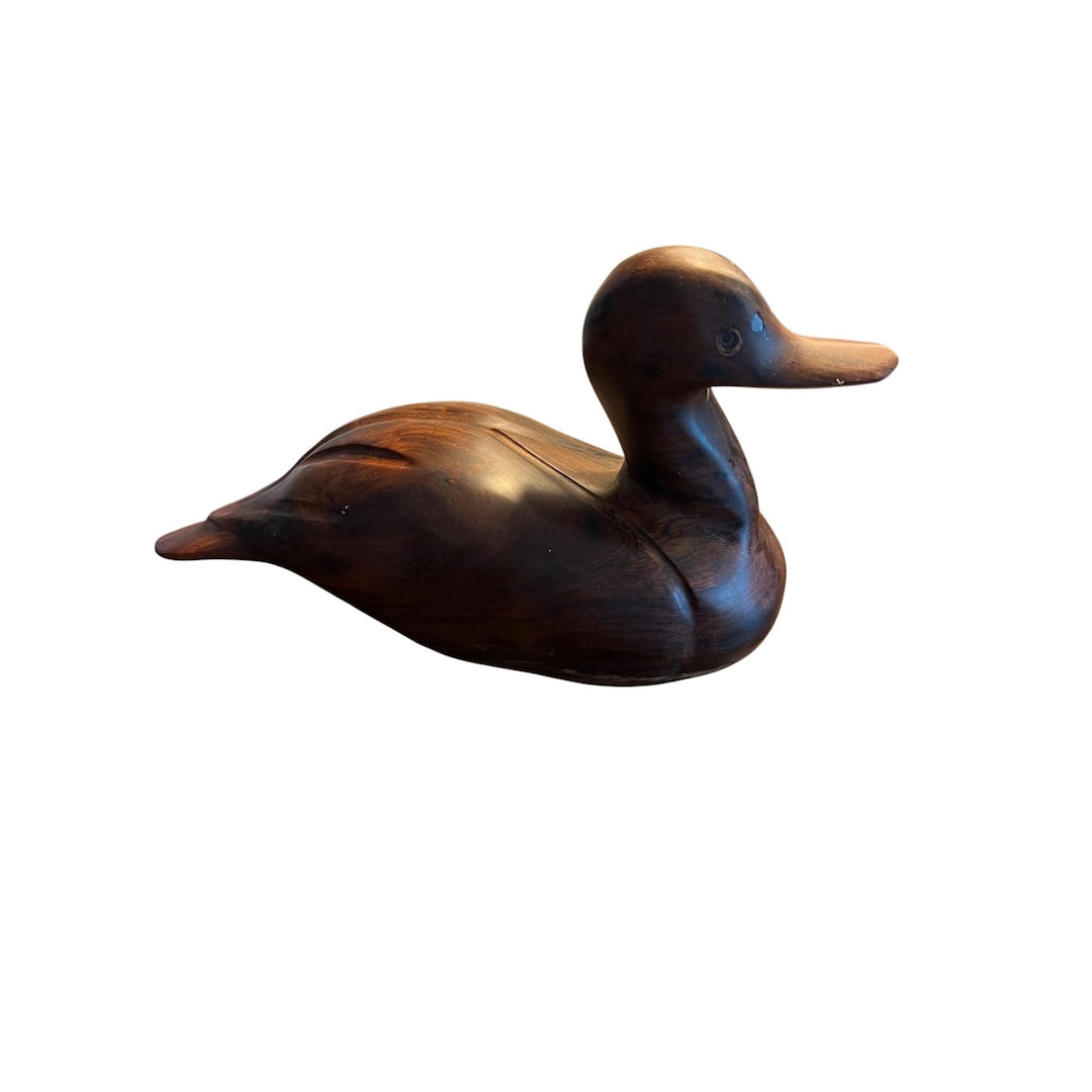Vintage Hand Carved Solid Wood Duck - Etsy
