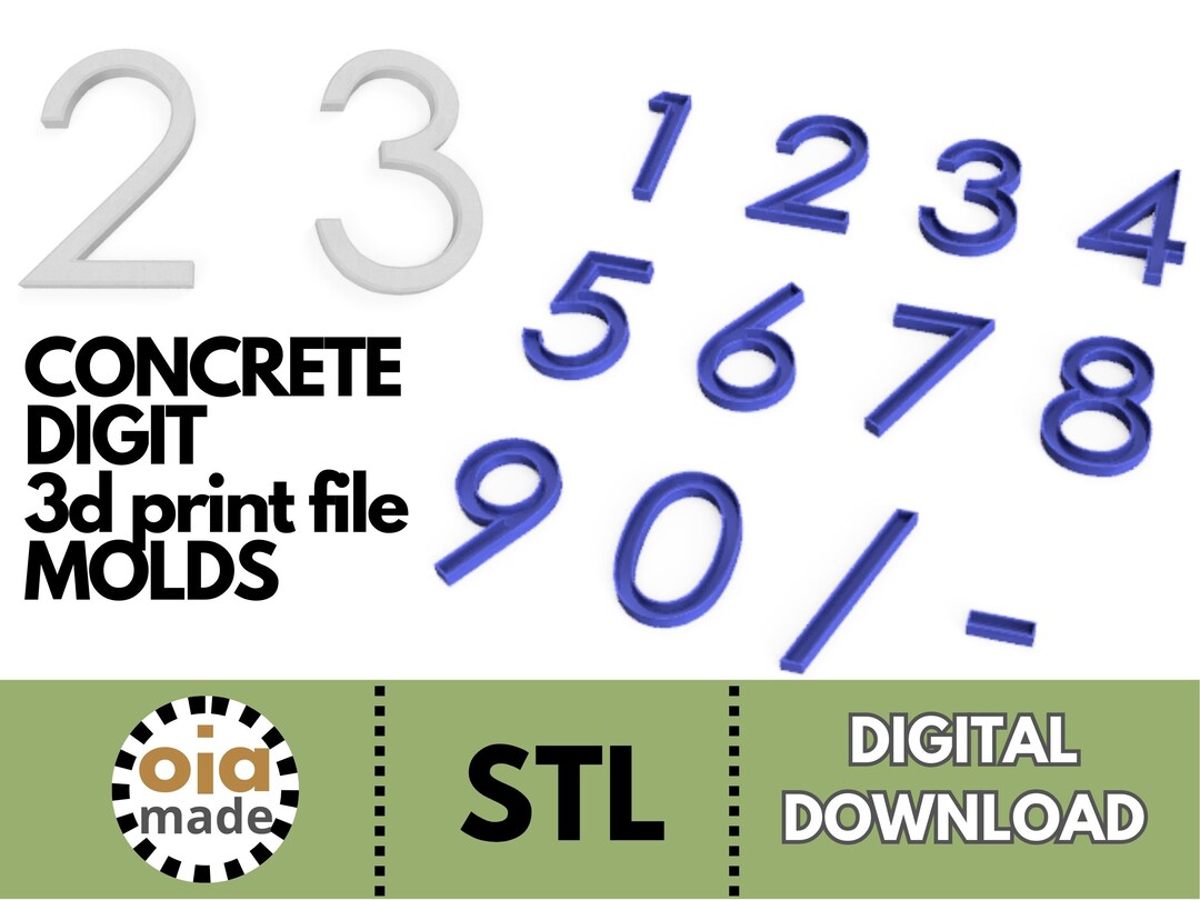 3D Print File: Concrete House Number Molds (20cm) (STL) - Etsy