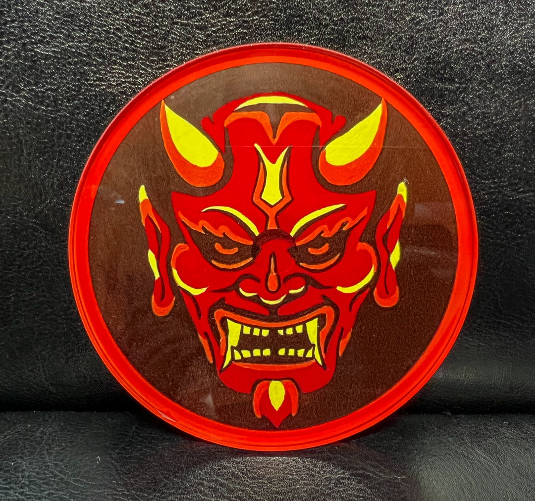 Glass Hannya Oni Devil Coaster Black Red Man Cave - Etsy