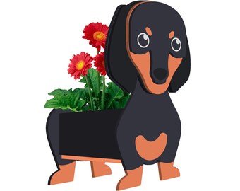 Dachshund Planter Pattern, Dog Wood Planter, DIY Garden Ornament Flower ...