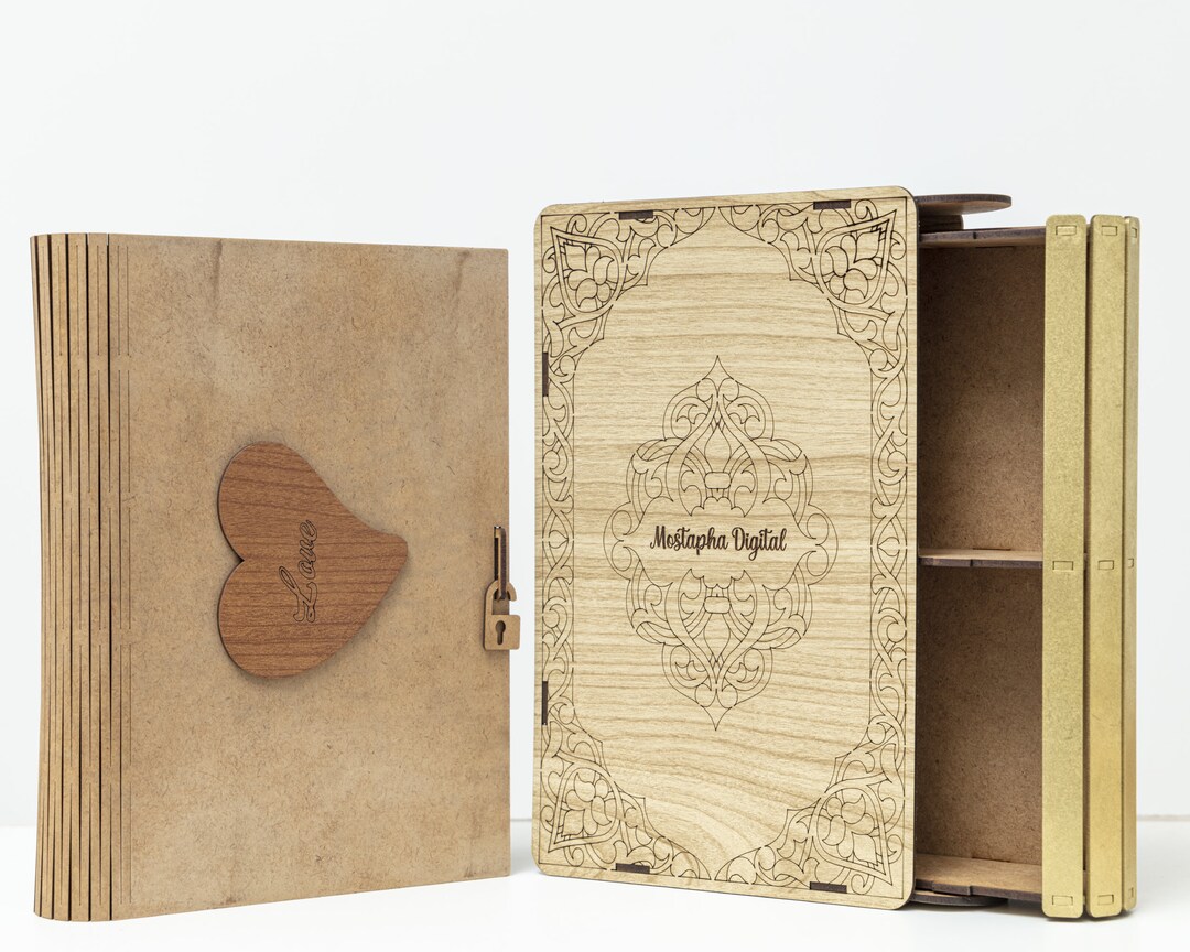 2 Book Box SVG Laser Cut Files Slider Book Box Gift Wooden Book Box ...