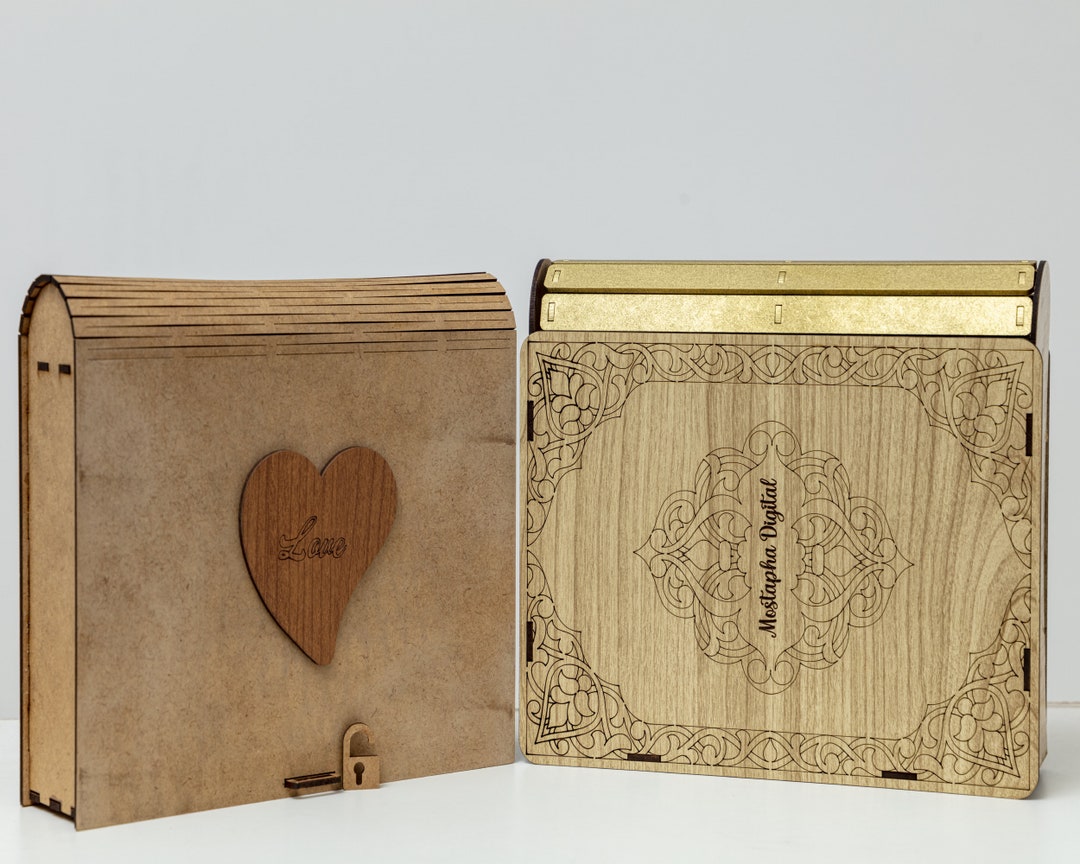 2 Book Box Svg Laser Cut Files Slider Wooden Book Box Storage Vector ...